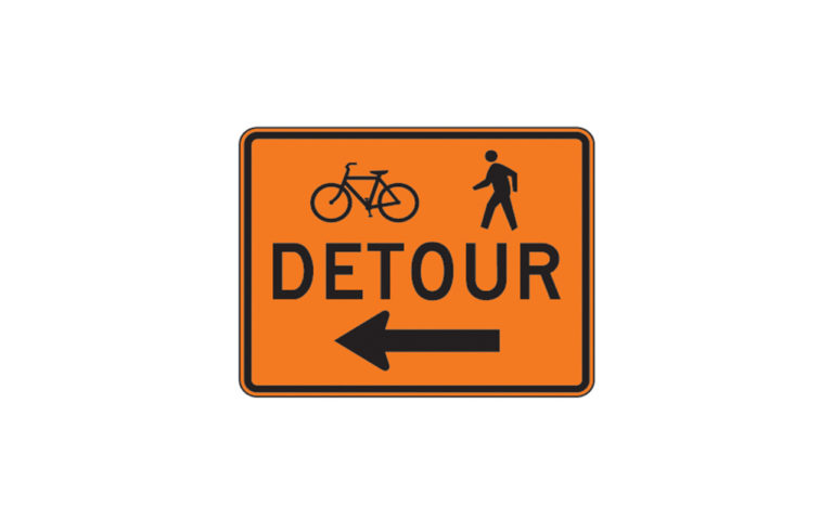 Pedestrian and Bike Detour Left Sign M4-9aL - Traffic Safety Supply Company