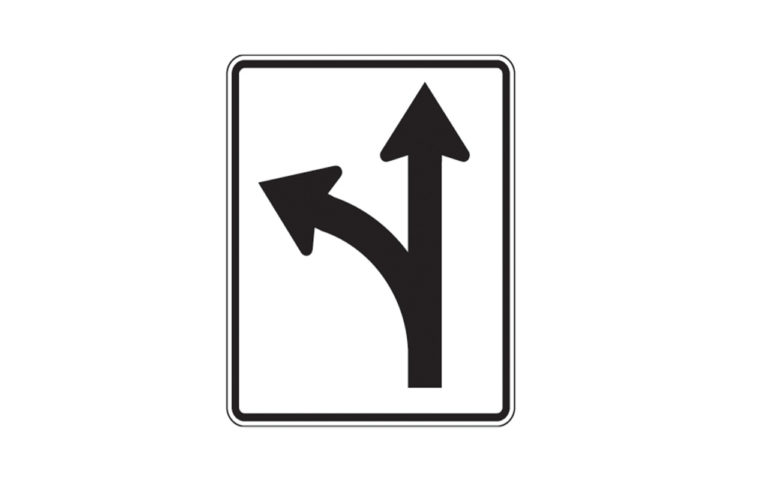 Arrows Left Turn & Straight Sign R3-6L - Traffic Safety Supply Company