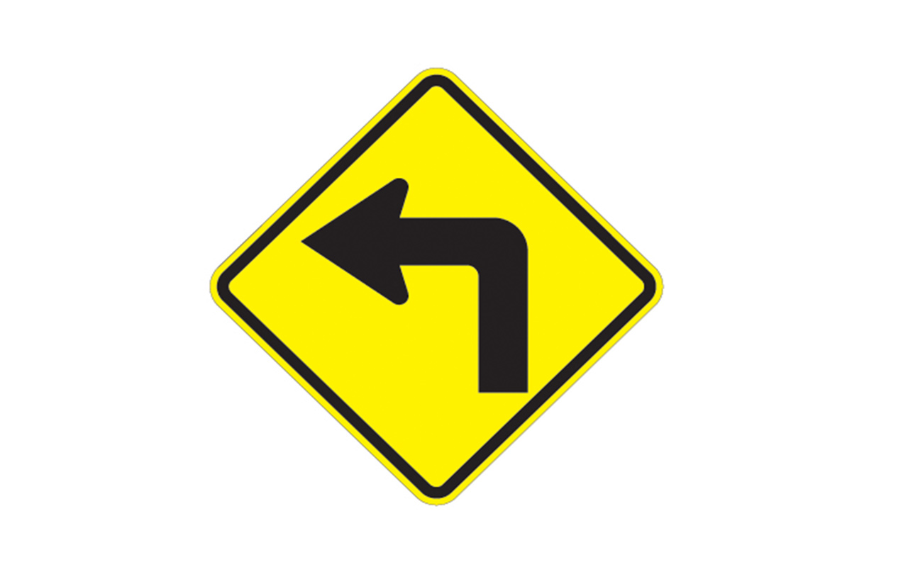Sharp Left Turn Sign W1-1L - Traffic Safety Supply Company