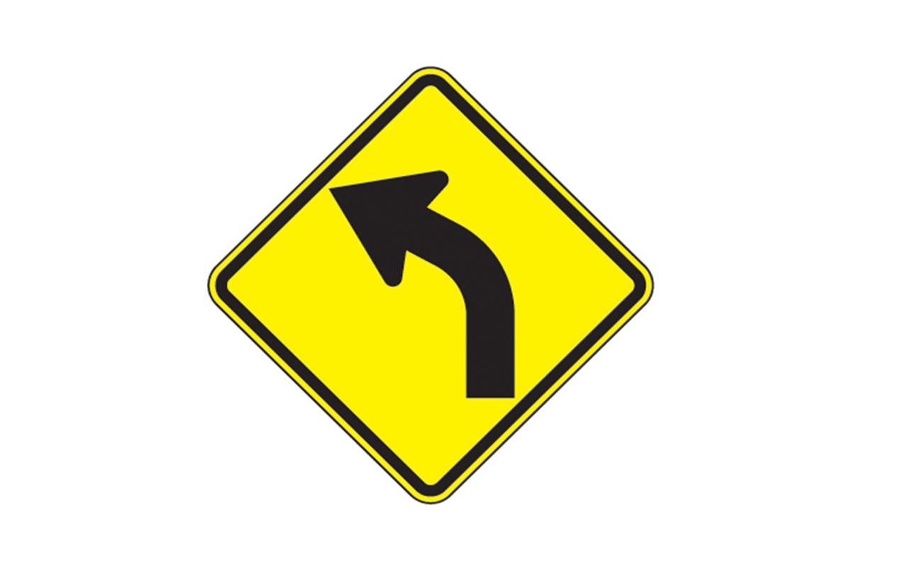 Slight Left Turn Sign W1-2L - Traffic Safety Supply Company