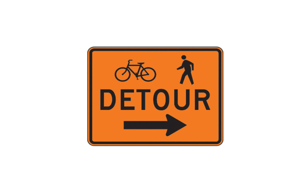Pedestrian and Bike Detour Right Sign M4-9aR - Traffic Safety Supply ...