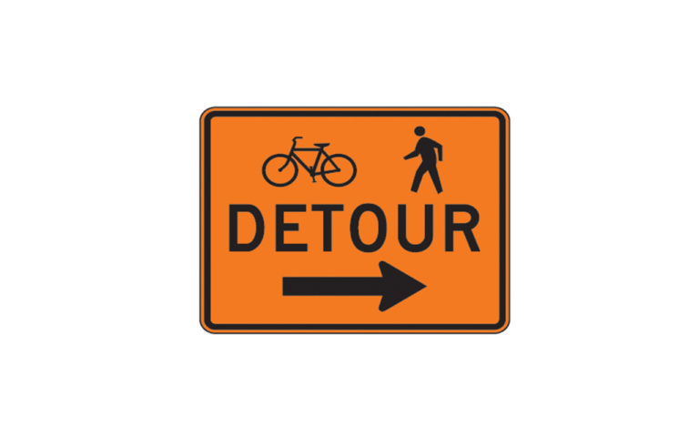 Pedestrian and Bike Detour Right Sign M4-9aR - Traffic Safety Supply ...