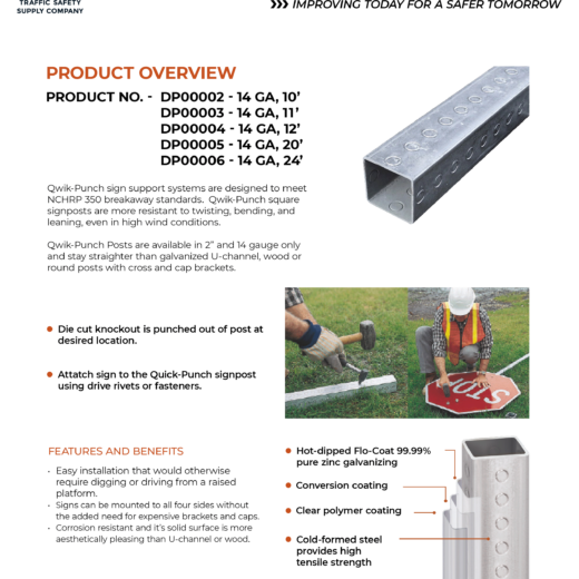 2" Qwik Punch Square Sign Post - Traffic Safety Supply Company