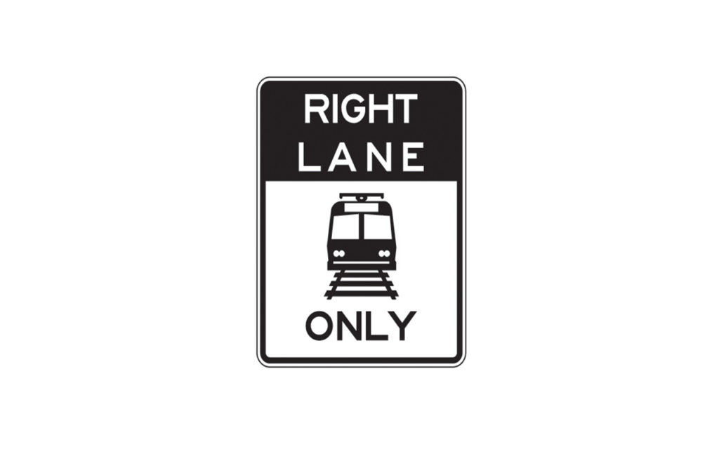 Right Lane Train Only Sign R15-4a - Traffic Safety Supply Company