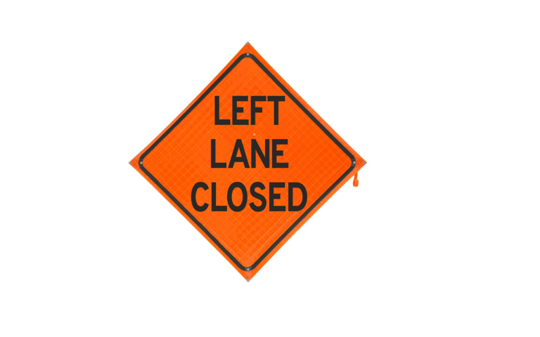 Left Lane Closed Roll-up Sign - Traffic Safety Supply Company