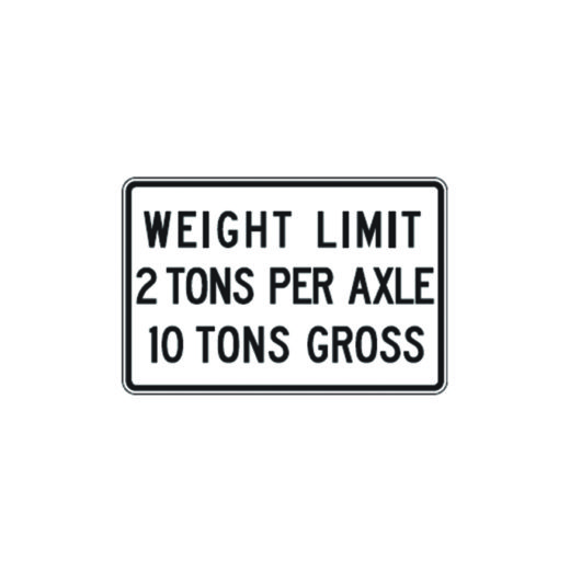 Weight Limit 2 Tons Per Axle 10 Tons Gross Sign R12-4 - Traffic Safety ...