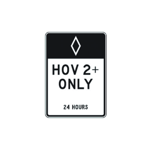 HOV Only Lane 24 Hours (Post-mount) Sign R3-11c - Traffic Safety Supply ...