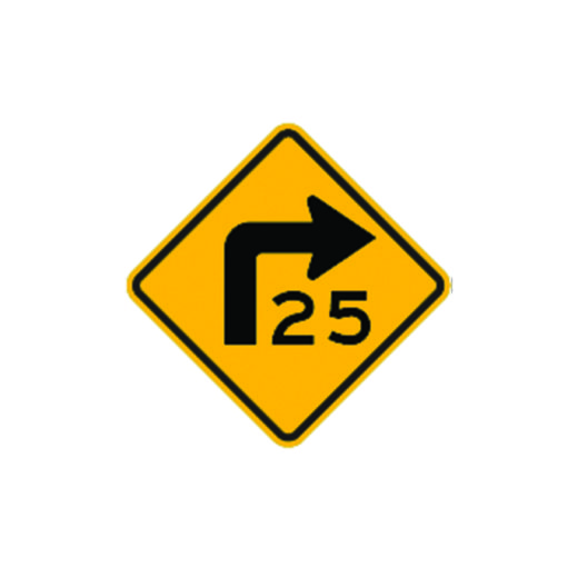 Turn With Advisory Speed Right Sign W1-1aR - Traffic Safety Supply Company